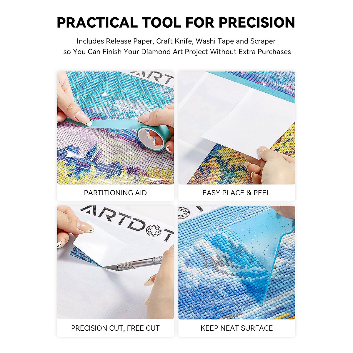 ARTDOT 200-Piece Double-Sided Non-Stick Release Paper for Diamond Art Kits, 15x10 cm Thickened Cover Replacement Paper as Diamond Painting Accessories and Tools
