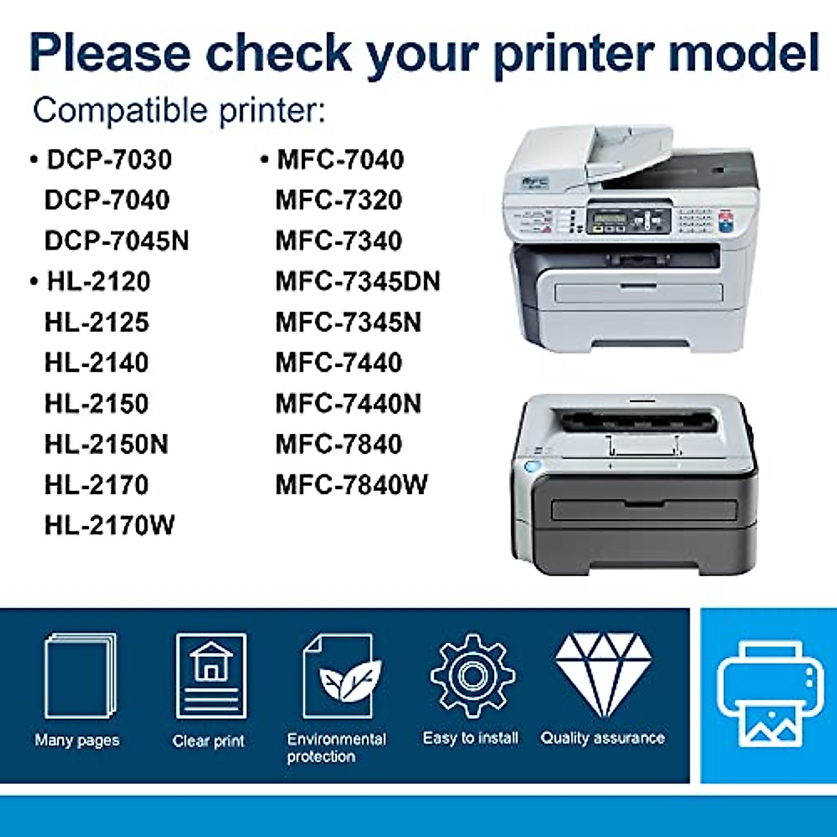 JUL 2-Pack Black TN-360 Toner Cartridge Compatible Replacement for Brother DCP-7030 7040 7045N HL-2120 2125 2150 2170 MFC-7040 7320 7345DN 7440 7440N 7840 7840W Printer, Page Yield Up To 5,600 Pages