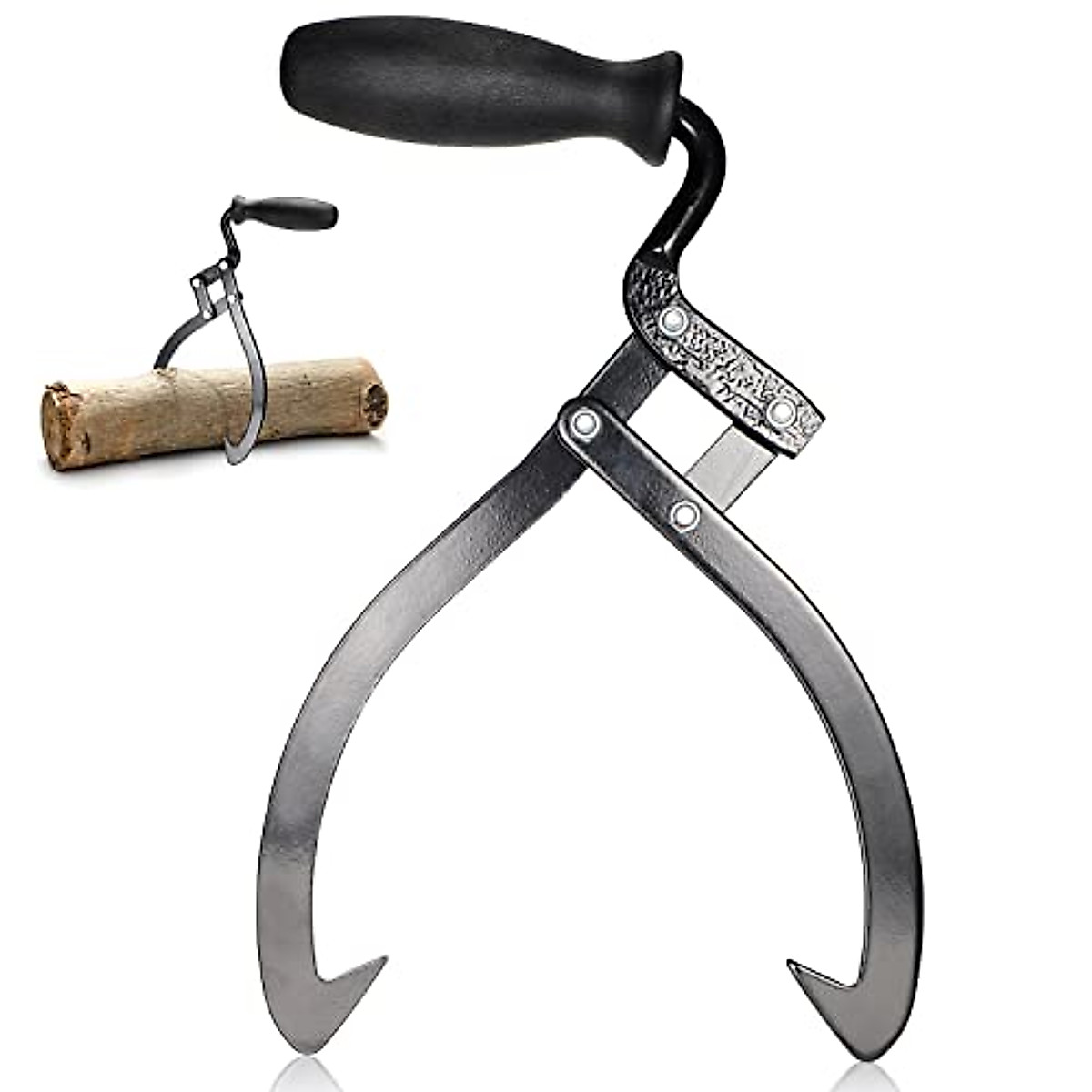 Mixweer 10 Inches Log Tongs Logging Skidding Tongs Steel Lifting Firewood Tongs Black Logging Tools Wood Tongs with Grip Handle for Moving Carrying Dragging Trees