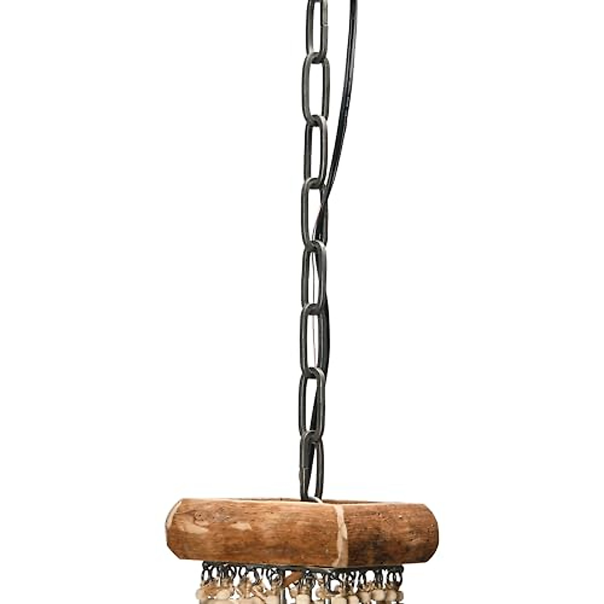 Creative Co-Op Wood & Metal Framed Chandelier with Wood Bead Draping