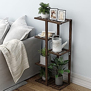 Chuuya Plant Stand,Bamboo Plant Shelf Indoor Outdoor, Build Your Mini Garden(7 Potted,Mocha)