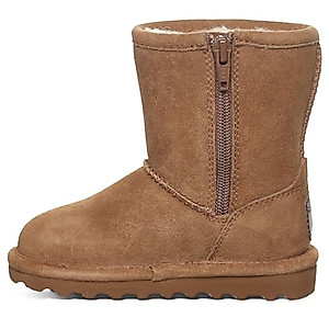 BEARPAW Elle Toddler Hickory Size 12 | Toddler's Boot Classic Suede with Zipper | Kid's Slip On Boot | Comfortable Winter Boot