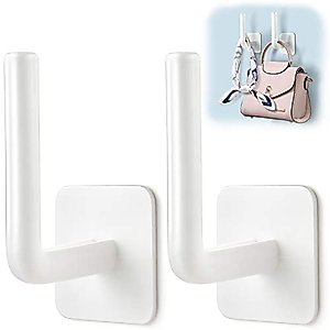 Muilt-Purpose Adhesive Hooks, Seamless Wall Hooks for Kitchen Bathroom Bedroom Hanging for Cups Utensil Coats,Towel,Handbag Utility Hooks 2PCS