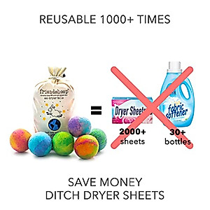 Friendsheep Wool Dryer Balls 6 Pack XL Organic Premium Reusable Cruelty Free Handmade Fair Trade No Lint Fabric Softener Color - Galaxy Tie Dye