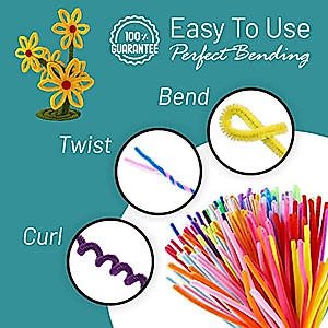 Pipe Cleaners- 1000 Pc. Pipe Cleaner 10 Assorted Colors Chenille Stems, Pipe Cleaners Craft, Fuzzy Sticks Great Craft Supplies DIY Art & Craft Projects| 6mm x12 inch