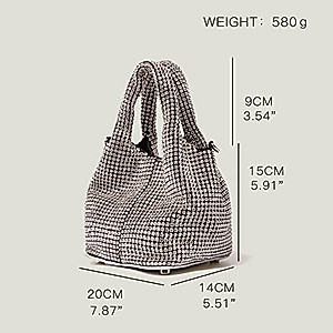 Rhinestone Purses for Women evening Handbag Sparkly Silver Purses Bling Hobo Bag for Party Club Wedding (Silver)