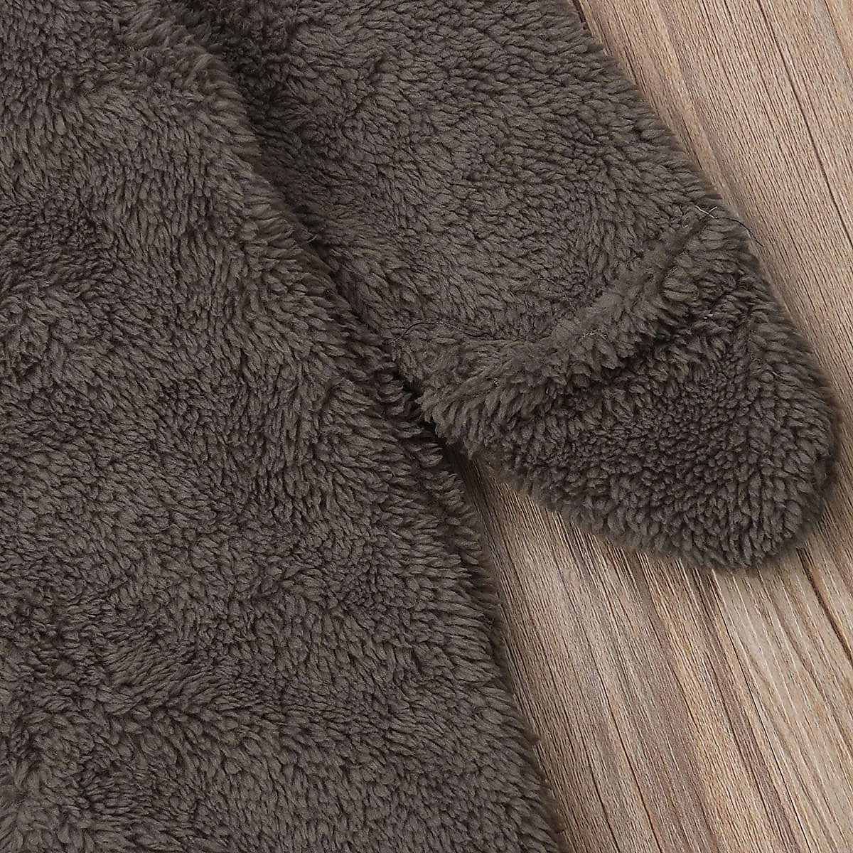 LXXIASHI Newborn Infant Unisex Baby Thicken Fleece Coveralls Romper Hooded Footies Bunting Snowsuit Outfit (Brown, 12-18 Months (New)