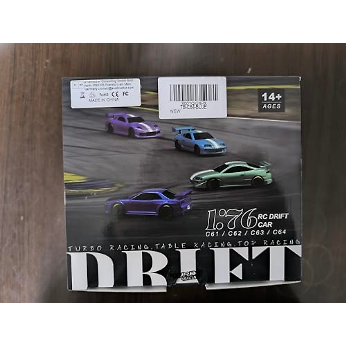 FLYCOLOR Turbo Racing 1:76 Scale Drift RC Car with Gyro Mini Full Proportional RTR 2.4GHZ Remote Control with 2 Replaceable Body Shell (C64-BLUE)