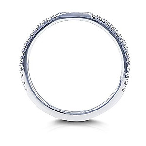 Kobelli Notched Diamond Wedding Band 1/8 Carats (ctw) in 14k White Gold, Size 7, White Gold