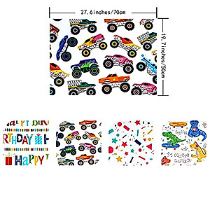 ZHULUOJI Gift Wrapping Paper Birthday Cartoon Wrapping Papers for Kids Birthday Gift Wrap 12 Sheets Folded Flat Gift Wrap Paper, 19.7 X 27.6 Inch Per Sheet