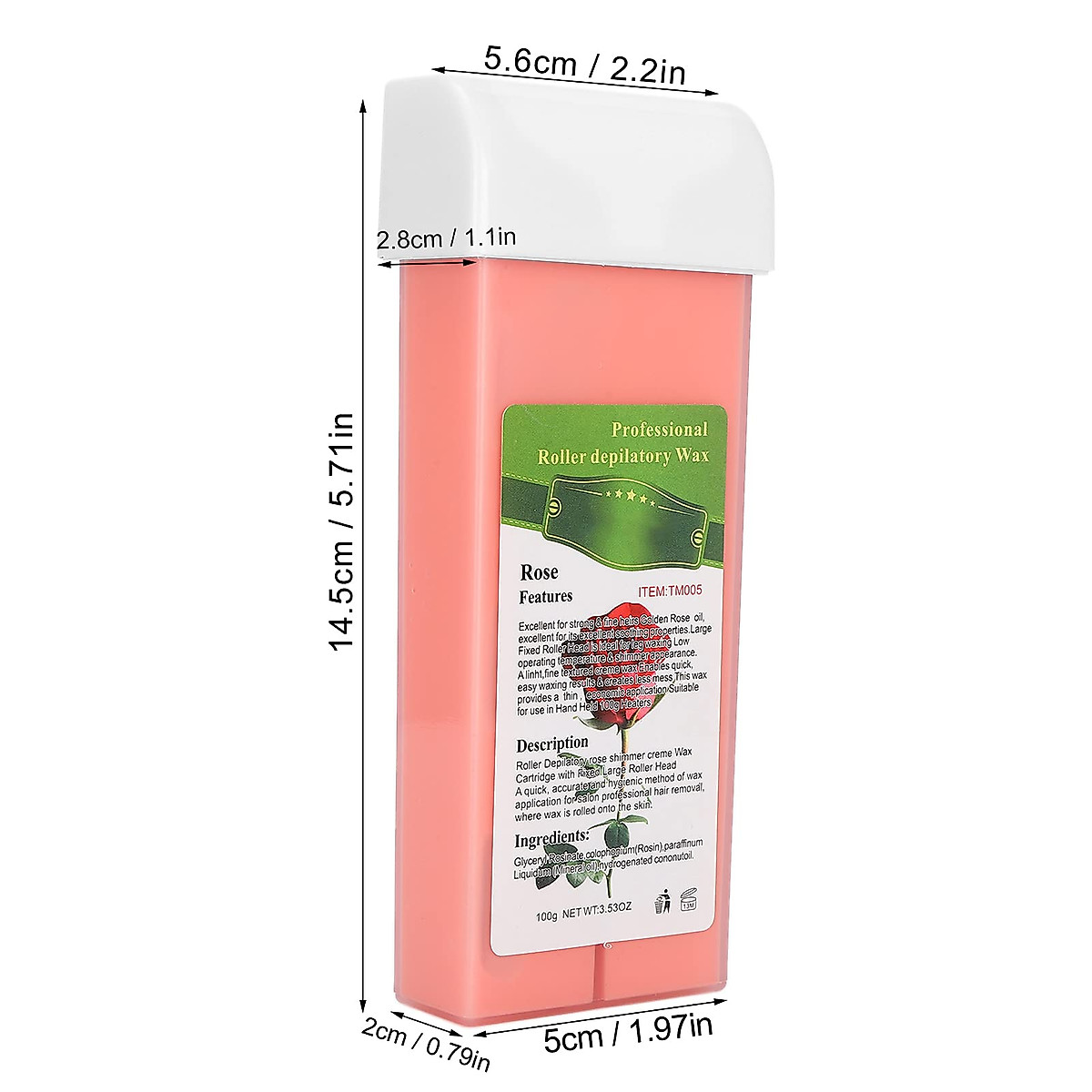 Roll-on Wax Cartridge Body Leg Chest Arm Bikini Armpit Hair Removal Wax Men Women Roller Depilatory Wax for Professional Salons and Home Self Waxing (100g)(Rose)