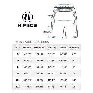 HIFEOS Mens Athletic Shorts -Running, Tennis Gym Workout Shorts for Men 5"/7"/9"- Comfort, Lightweight, 3 Zippered Pockets Orange