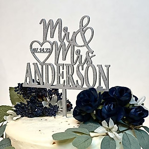 Personalized Wedding Cake Topper, Wooden Cake Toppers, Mr Mrs Heart Customized Wedding Date And Last Name To Be Bride & Groom