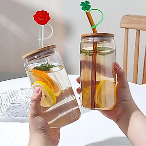 SAMOKA Silicone Straw Cover,10 PCS Straw Tip Cap Reusable Drinking Straw Toppers,Silicone Straw Plugs Reusable Flower Shape Straw Protector