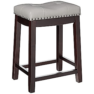 Angel Line Cambridge Bar Stools, 24" Set of 2, Espresso with Gray Cushion
