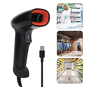 GULEEK Lase r 1D Wired Barcode Gun Barcode red Light scanning Gun Strong decoding Ability Comfortable and Durabl e