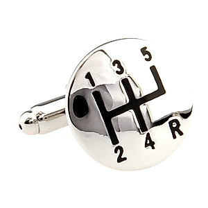 MRCUFF 5 Speed Gear Stick Shifter Shift Knob Car Auto Racing Race Pair Cufflinks in a Presentation Gift Box & Polishing Cloth