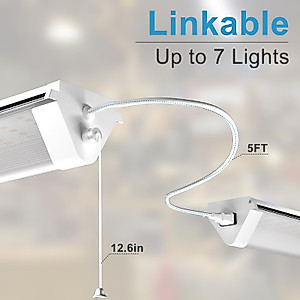 Upgraded 8 Pack 4FT Linkable Heavy-Duty LED Shop Light with Pull Chain, 50W 7500LM 100-277V 5000K Shop Lights LED 4ft Plug in for Workshop Garage, Hanging & Flush Mount-White