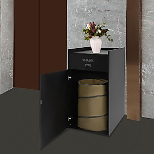 Restaurant Trash Bin Cabinet, 22"x22"x46" Garbage Can Commercial with A Foldable Canvas Trash Bag Inside, Garbage Receptacle Indoor with Tray Holder for Restaurants, Cafeterias (Black)