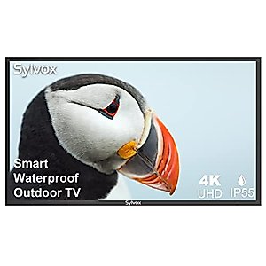 SYLVOX Outdoor TV, Waterproof 4K Smart TV, Supports Bluetooth Wi-Fi, Commercial Grade Equal Bezel LED TV, Suitable for Partial Sun Areas