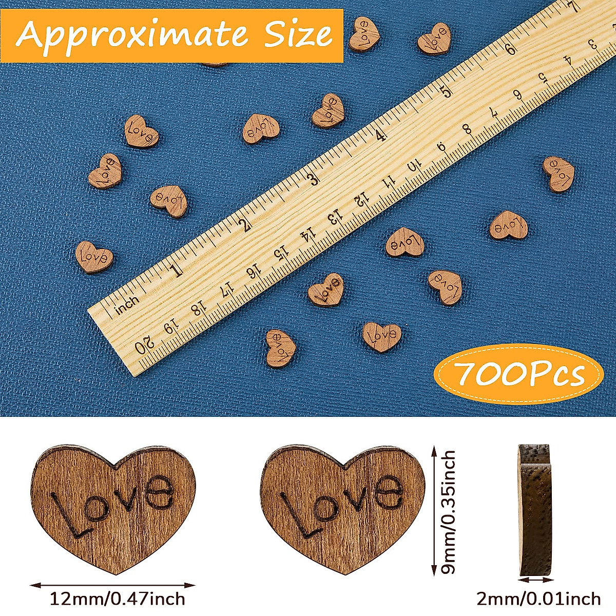 Wooden Love Heart Valentine's Day Wooden Hearts Valentine Rustic Wooden Love Heart Centerpieces Wedding Table Decor Heart Decor for DIY Craft Patch Autumn Thanksgiving Wedding Table Scatter (700 Pcs)