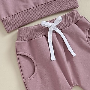 FIOMVA Daddys Girl Baby Clothes Toddler Fall Winter Outfits Sweatshirt Pants 2 Piece Set Shirt Sweatpants Suit (H Embroidered Daddy's Girl Purple, 2-3 Years)