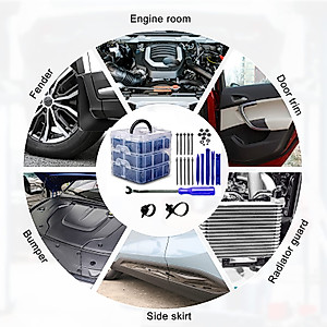 910Pcs Car Push Retainer Clips Plastic Fasteners Removal Kit with 27 Most Popular Size Nylon Plastic Bumper Rivets Door Panel Clips for Toyota GM Ford Honda Chrysler Blue