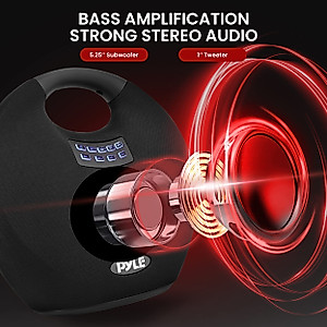 Pyle Wireless Portable Bluetooth Speaker, with Built in Rechargeable Battery, Wireless Microphone, Clear Surround Sound, Mini IPX4 Waterproof Speaker for Indoor and Outdoor Activities.