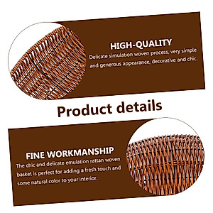 Angoily Rattan Weaving Storage Basket Fruit Bread Snack Woven Basket Simulated Rattan Elegant Decorative