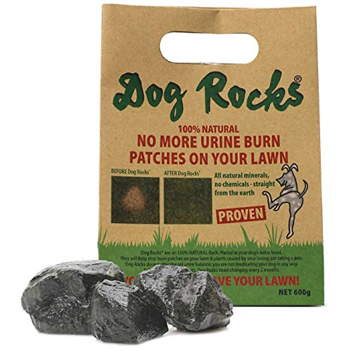 Dog Rocks - Prevent Grass Burn Spots by Urine - Save Your Lawn from Yellow Marks - 600g