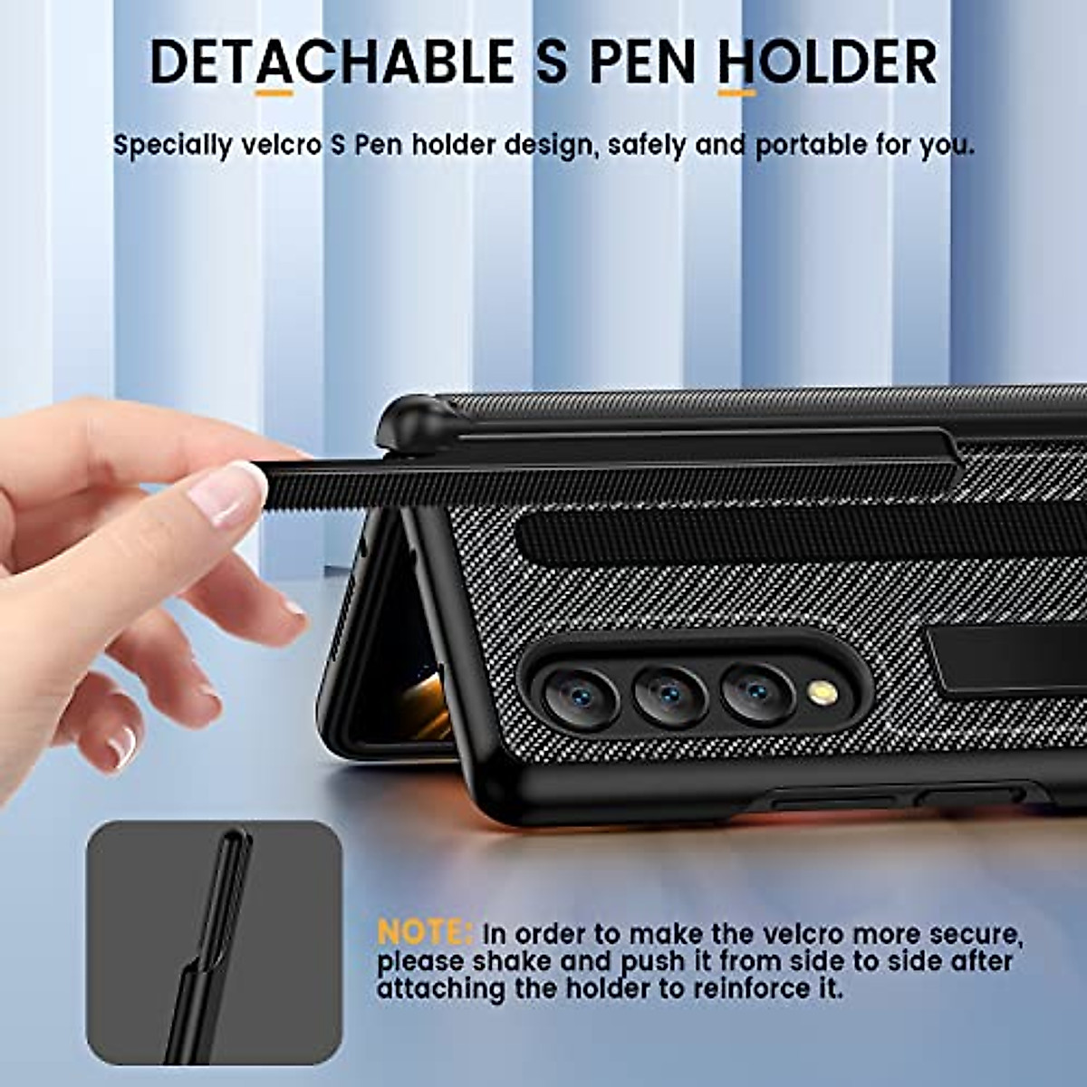 Caka Case Compatible for Z Fold 4 Case, Galaxy Z Fold 4 Case with S Pen Holder Glass Screen Protector Kickstand Magnetic Hinge Protection Phone Case for Samsung Z Fold 4 5G 2022, Carbon Fiber Black