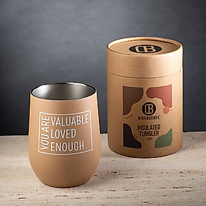 DIVERSEBEE Inspirational Gifts for Women, Men, Best Friend, Mom, Sister, Wife, Girlfriend, Boss, Coworker, Nurses, Thank You Encouragement Birthday Wine Gifts,Insulated Wine Tumbler with Lid (Latte)