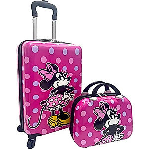 Fast Forward Kid’s Licensed Hard-Side 20” Spinner Luggage Carry-On Suitcase and Beauty Case Set (Minnie Mouse)
