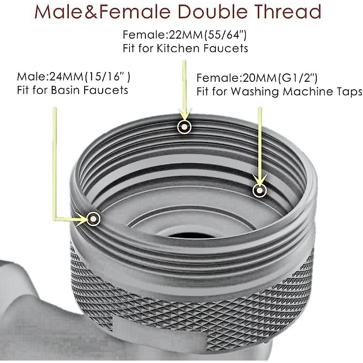 Genpe Brushed Golden Swivel Faucet Extender Universal 1080 Rotation Robotic Arm Swivel Extension Kitchen Sink Aerator Extender with 2 Water Outlet Modes