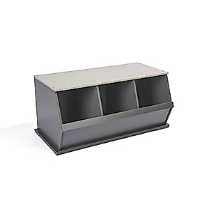 Badger Basket Stackable 3 Bin Open Storage Toy Organizing Cubby - Gray