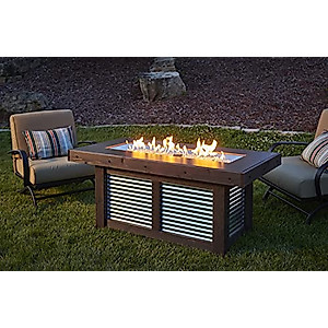 Outdoor GreatRoom Co Propane Fire Pit Table - Denali Gas Fire Pits for Outside Patio - 56 Inch Rectangular Concrete Firepit Fire Table with Matching Tabletop Cover, Metal & Wood Base, 80,000 BTU