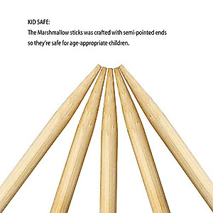 FLYPARTY Bamboo Marshmallow Roasting Sticks with 30 Inch 5mm Thick Extra Long Heavy Duty Wooden Skewers,Roaster Barbecue S'Mores Skewers Hot Dog Forks for Camping,Party,Kebab Sausage(60 Pcs)