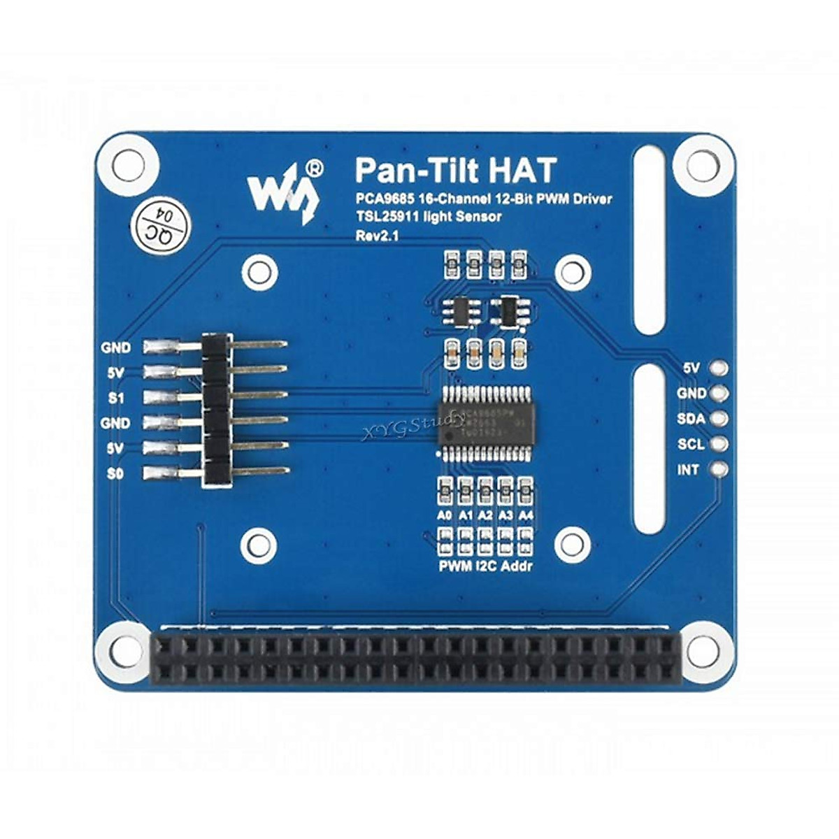 2-DOF Pan-Tilt HAT Onboard PCA9685 PWM Chip TSL25911FN Light Sensor Control Camera Movement Sense Light Intensity Via I2C Interface for Raspberry Pi 4 3 2 Model B+ B Zero W WH Jetson Nano @XYGStudy