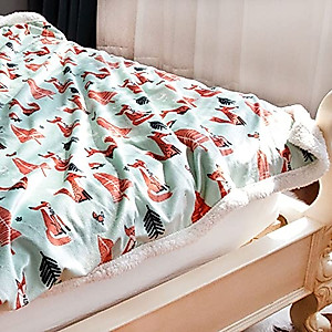 BORITAR Sherpa Throw Blanket Super Soft Warm Ultra Luxurious Fleece Blanket for Baby Children Teen Boys, Unisex or Adult Minky Blanket with Sherpa Plush Backing (50 x 60 Inch, Lovely Brown Fox)