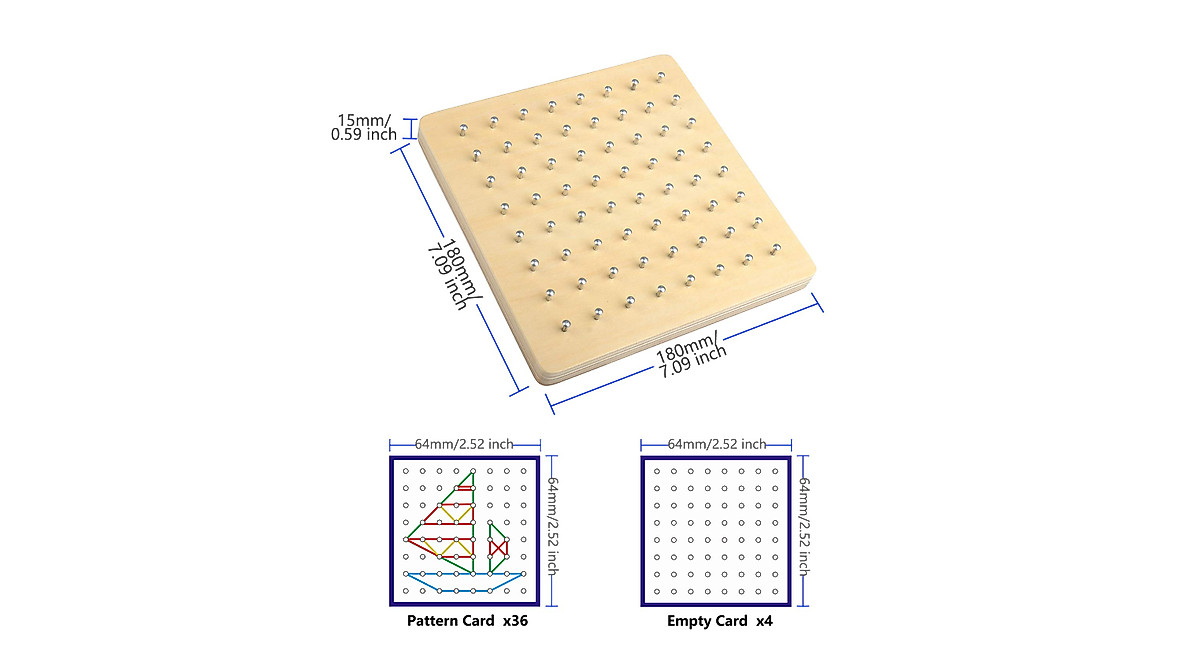 Thoth Wooden Geoboard Educational Toy for Kids Math & Shapes