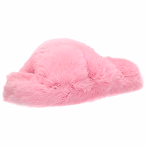 Amazon Essentials Women's Fluffy Slipper, Bright Pink, 8