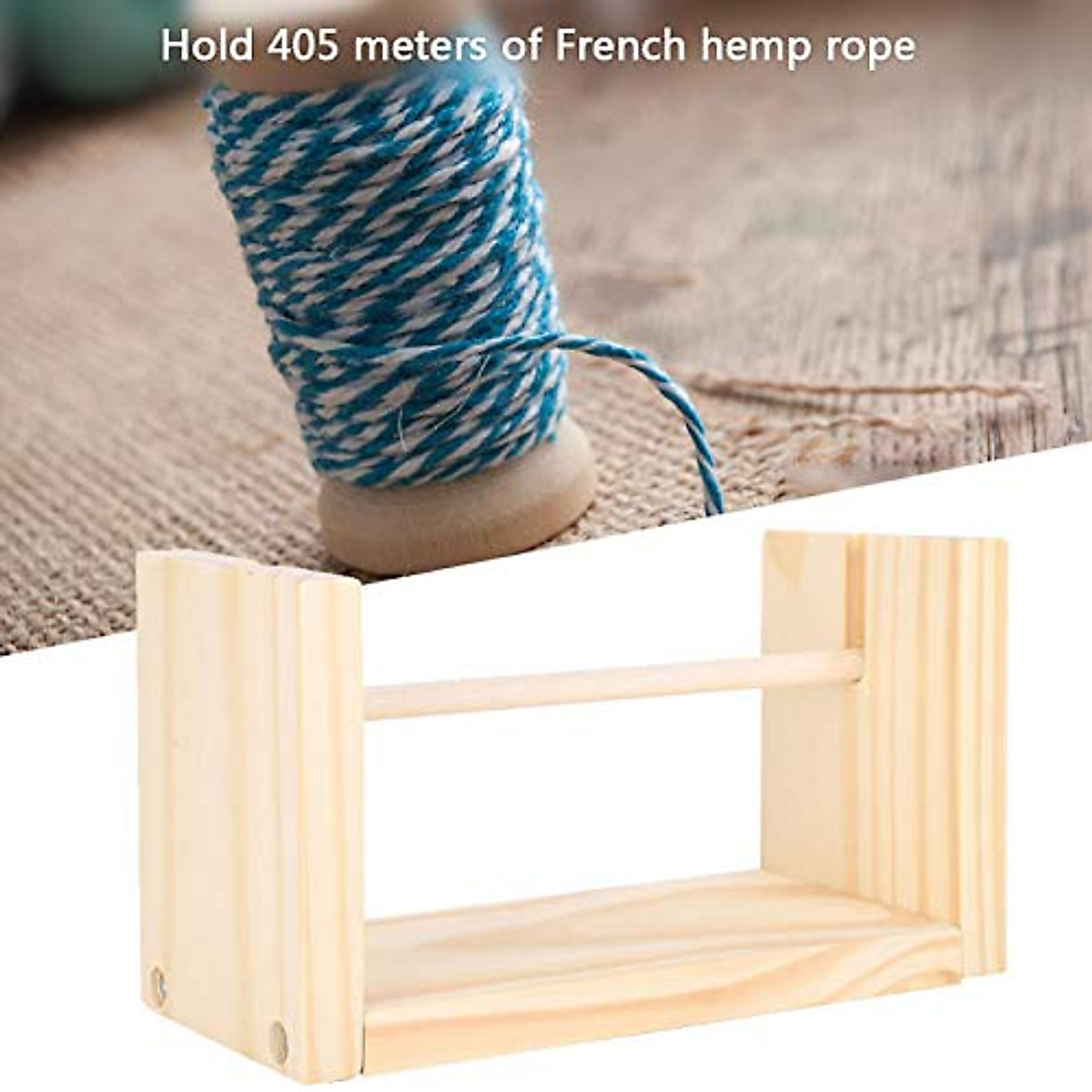 Yaami Yarn Spool, French Hemp Wooden Crochet Thread Rack Twine Holder With Twirling Mechanism String Sewing Spinner Knitting Embroidery Stand Dispenser Weaving Macrame Tool for Home Mall Store 20cm