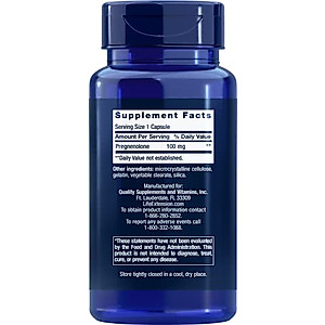 Life Extension Pregnenolone 100mg Hormone Balance, Anti-Aging & Longevity - Memory & Cognition Support Supplement – Non-GMO, Gluten-Free -100 Capsules