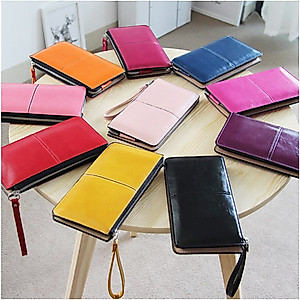 iToolai Women's Solid Color PU Leather Wristlet Clutches Purse Wallet Credit ID Cards Holder,Red