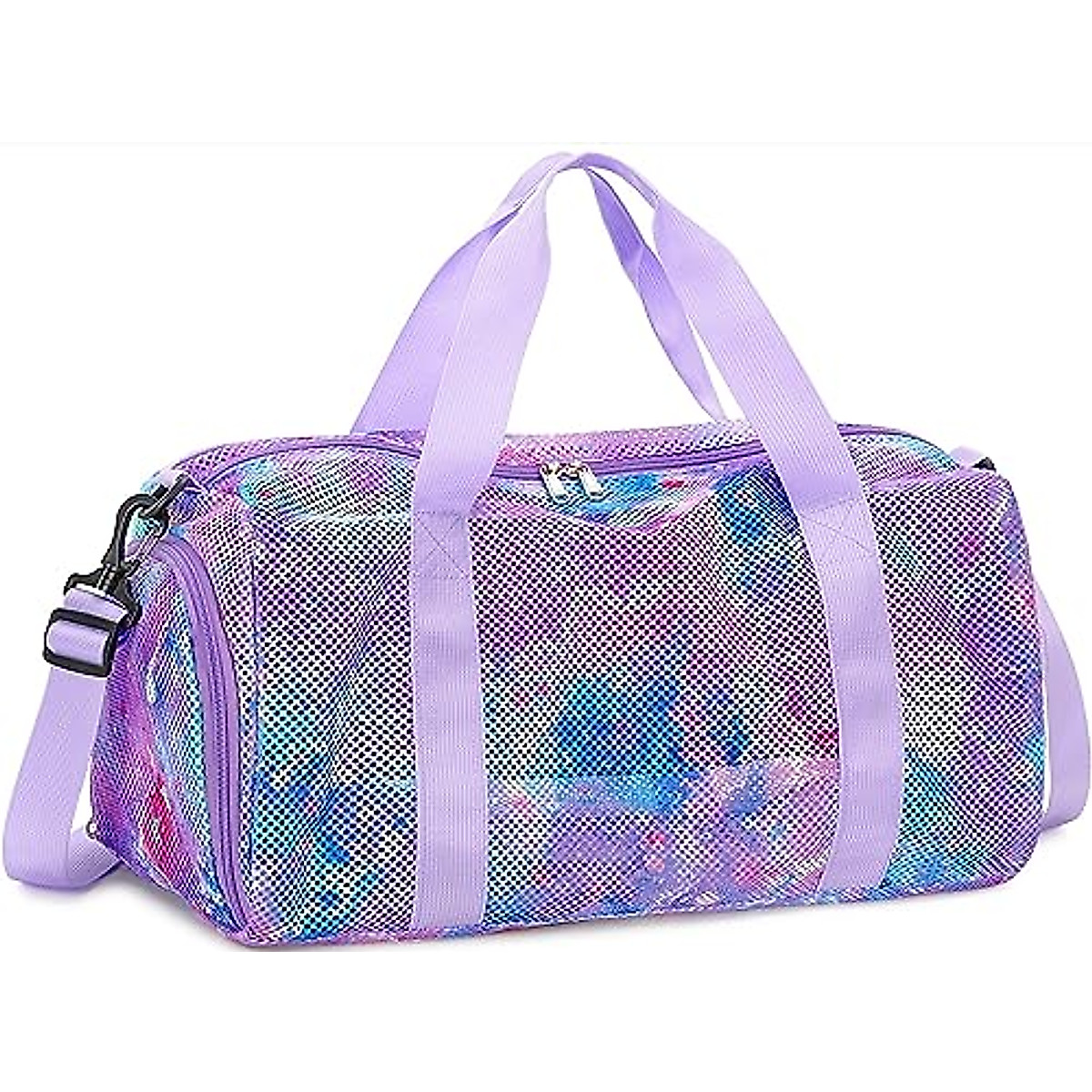 CAMTOP Mesh Travel Duffle Bag for Kid Girls Boys Small Overnight Weekender Sleepover Bags Carry On Dance Sport Bag with Shoe & Wet Compartment for Swim Beach Camp Travel