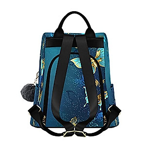 ALAZA Butterfly Golden Star Women Backpack Anti Theft Back Pack Shoulder Fashion Bag Purse