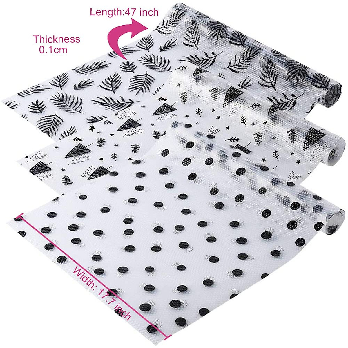 CYHomelife Shelf Liner for Kitchen Cabinets,Fridge Shelf Mats Non-Adhesive Drawer Liner Non-Slip Refrigerator Liner Waterproof Fridge Pad Cupboard Mat Easy Placemats,3 roll 17.7 ×47.2 inches