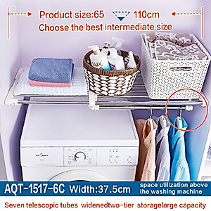 Hershii Closet Tension Shelf Expandable Telescopic Rod Heavy Duty Clothes Hanging Rail Adjustable DIY Storage Organizer Shoe Rack for Garage Bathroom Kitchen Bedroom