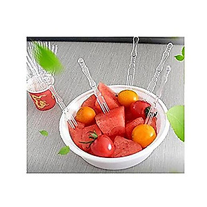 1Pack(300pcs) Disposable Plastic Fruit Forks, Forks Bistro Cocktail Forks Tasting Appetizer Forks Set Mini Cake Forks (Fruit-Fork) (plastic)