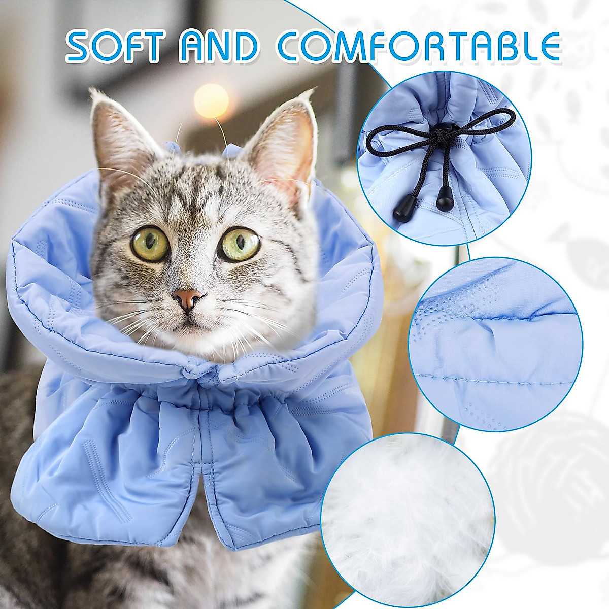 Cat Cone Collar, Adjustable Cat Recovery Collar Lightweight Waterproof Protective Cat Collar Soft Pet Recovery Collar Prevent Dogs Cats from Licking Wounds (S)